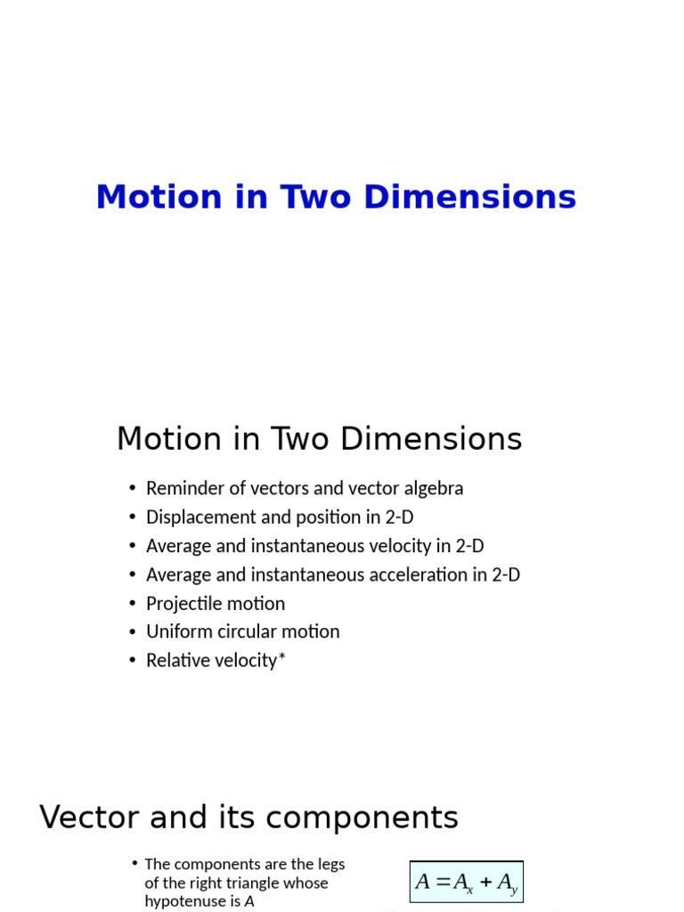 5. Motion in Two Dimensions Wtihout Animations | PDF | Acceleration | Velocity
