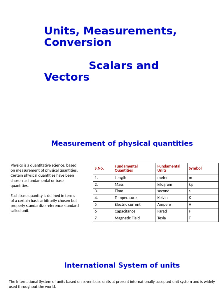 3. Units Scalars and Vectors | PDF | Euclidean Vector | Significant Figures