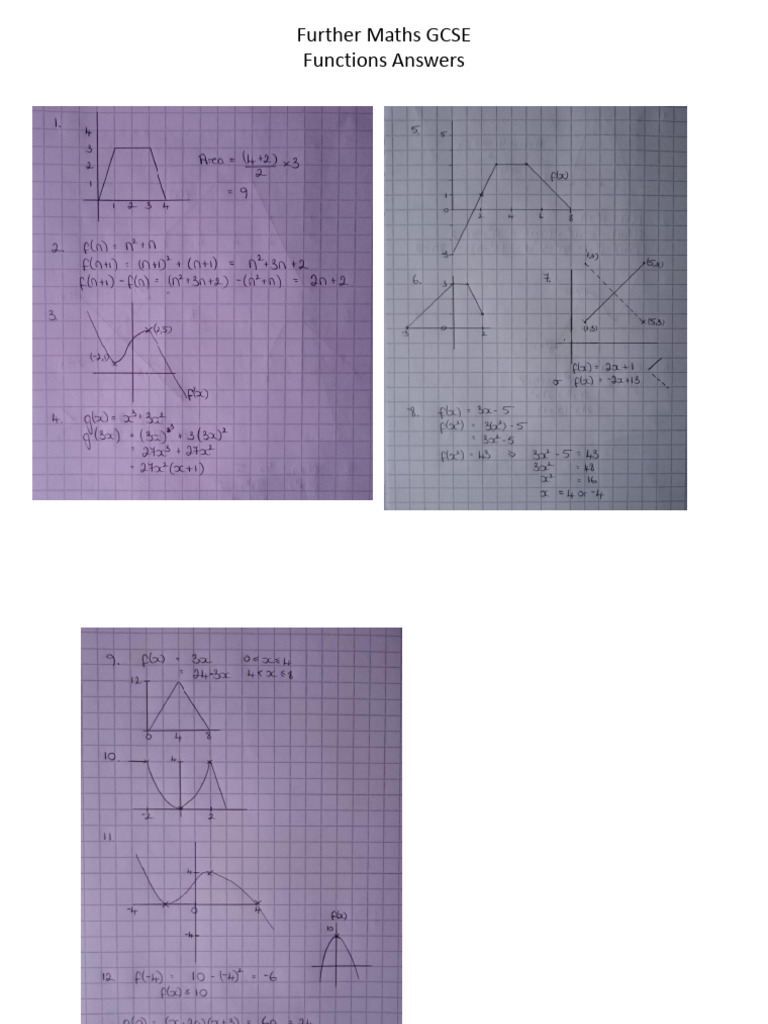 Further Maths GCSE Functions Solutions | PDF