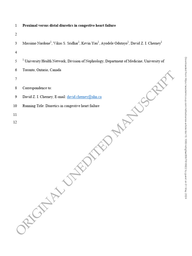 24 - Proximal Versus Distal Diuretics in Congestive Heart Failure | PDF ...