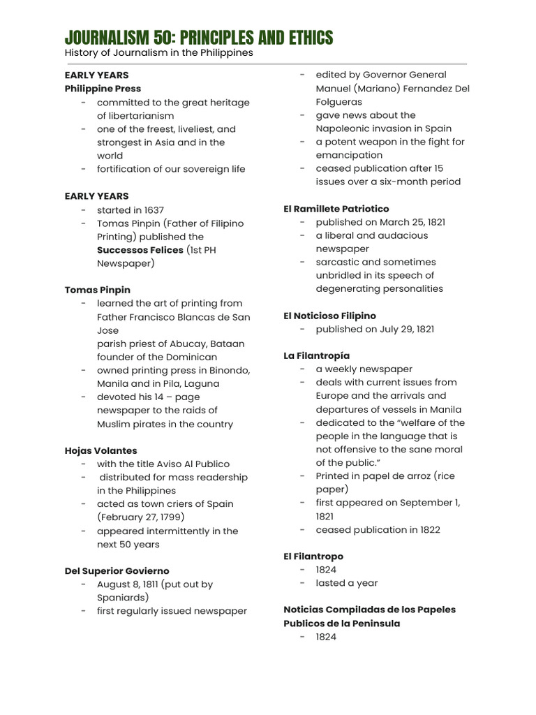 History of Journalism in the Philippines | PDF | Philippines