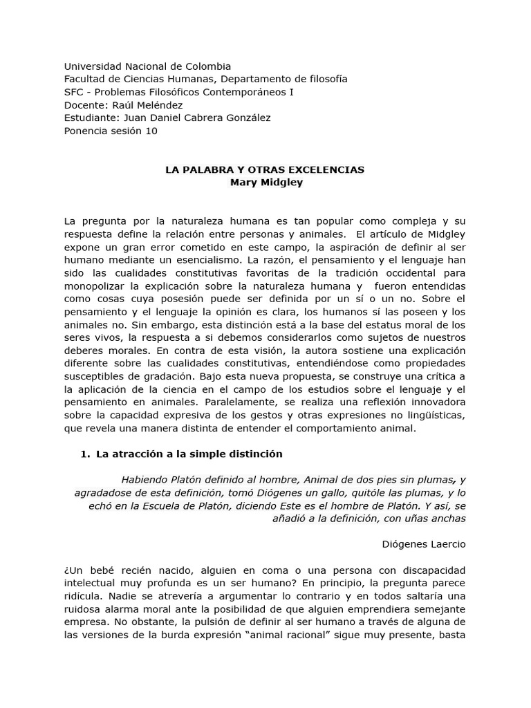 Ponencia Mary Midgley, Juan Daniel Cabrera González. | PDF ...
