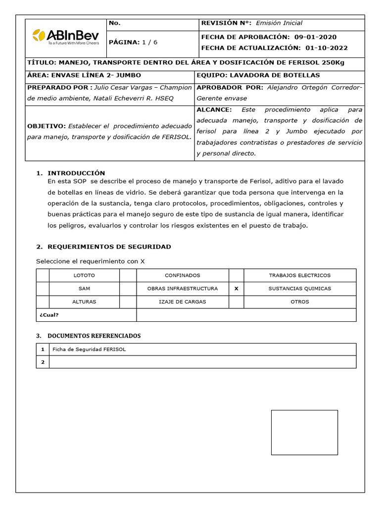 Manejo y Dosificación de Ferisol 250Kg | PDF | Corrosión