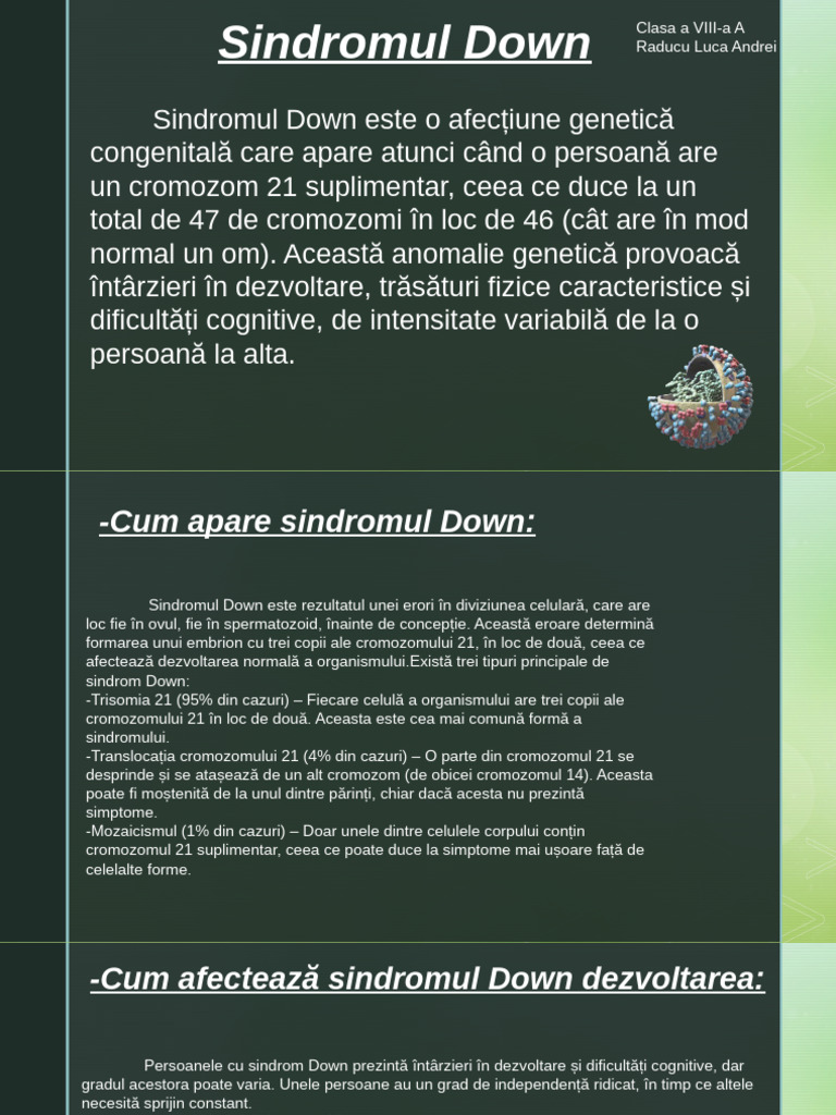 Sindromul Down-Raducu Luca Andrei-Clasa A VIII-A A | PDF
