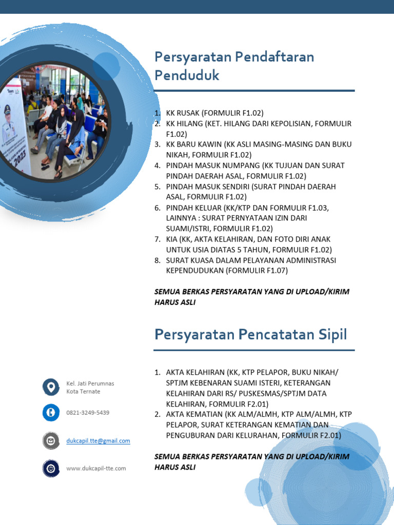Persyaratan Pendaftaran Dukcapil Ternate | PDF