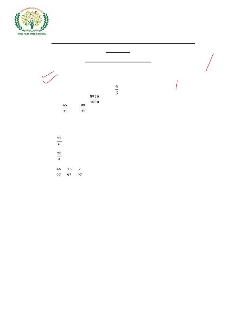 Class IV Math Revision Worksheet | PDF