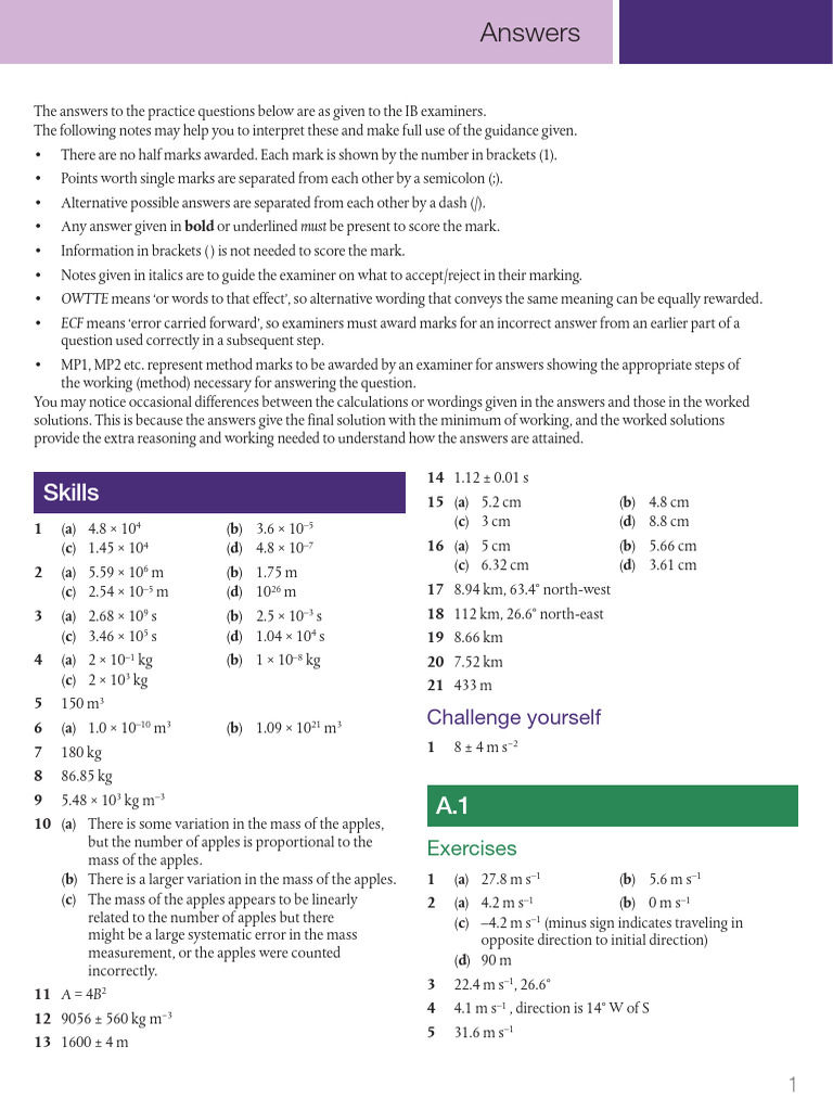 Pearson Physics SL Answers | PDF | Force | Applied And ...