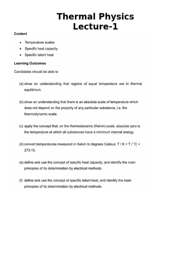 Thermal Physics lecture 1 | PDF