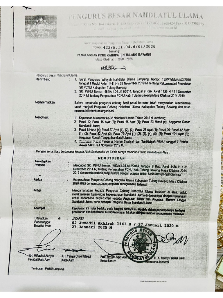 SK PCNU Tuba 2020-2025 | PDF