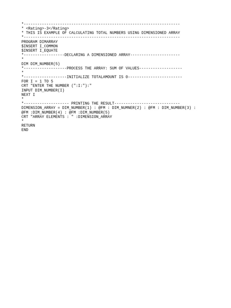 Dim Array | PDF