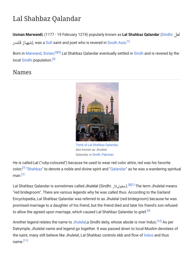 Lal Shahbaz Qalandar - Wikipedia | PDF