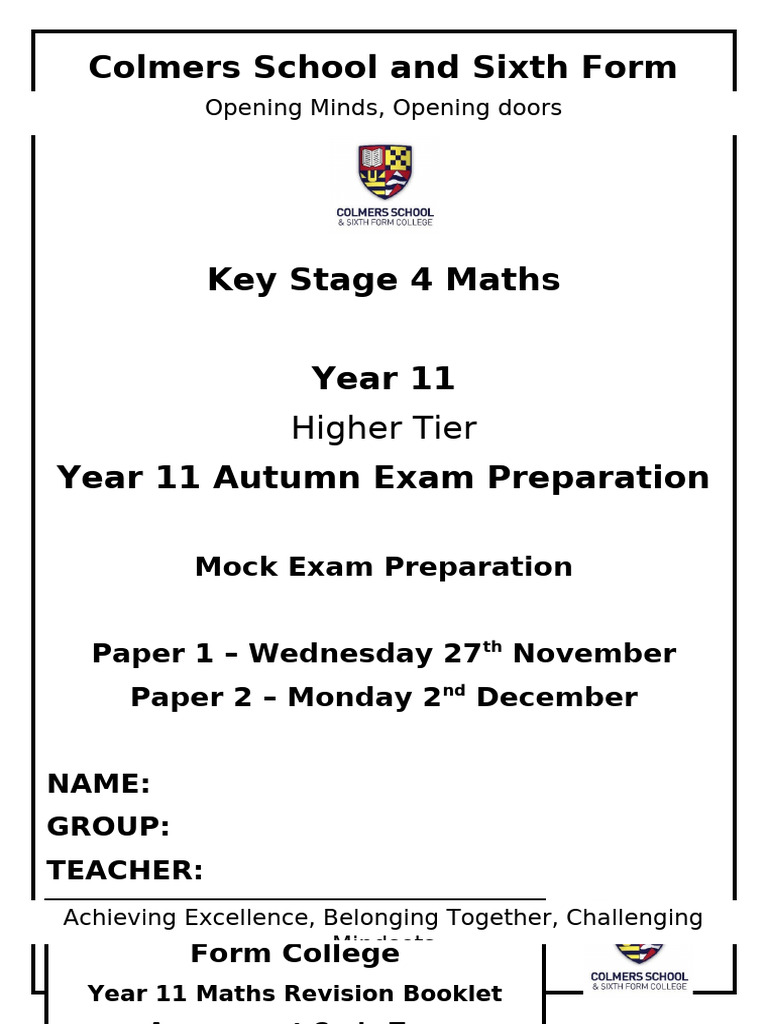 Year 11 Maths Revision Guide | PDF | Area | Mathematics