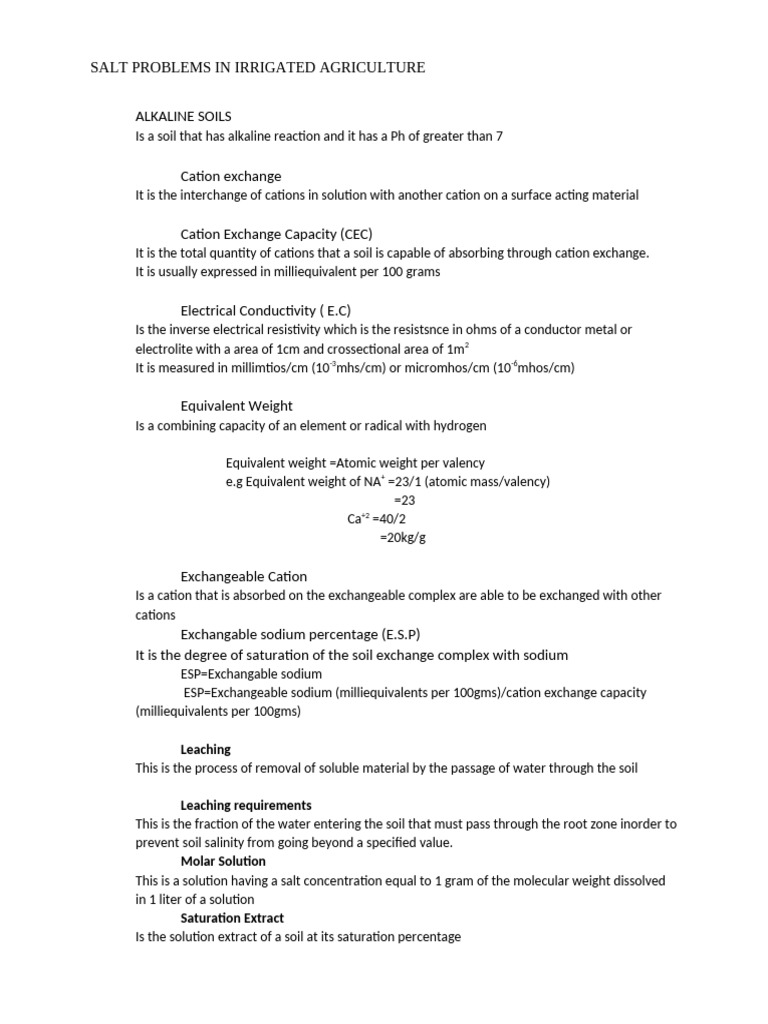 Irrigation II Notes Drainage II | PDF | Soil | Sodium