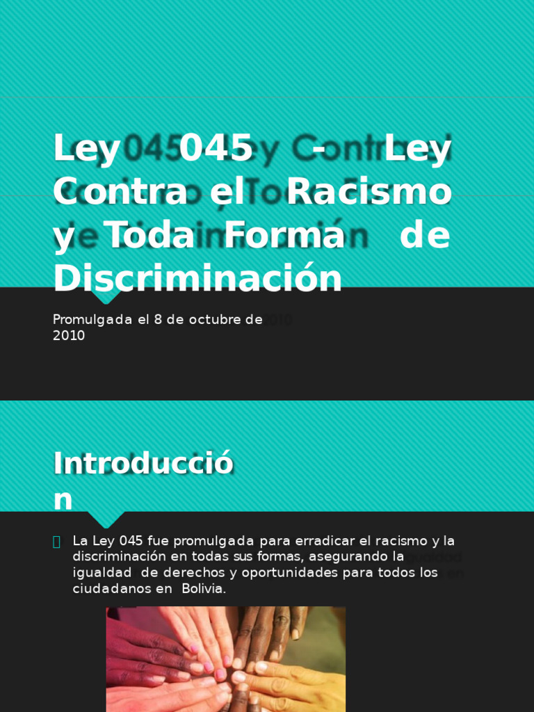 Ley 045: Contra Racismo y Discriminación | PDF