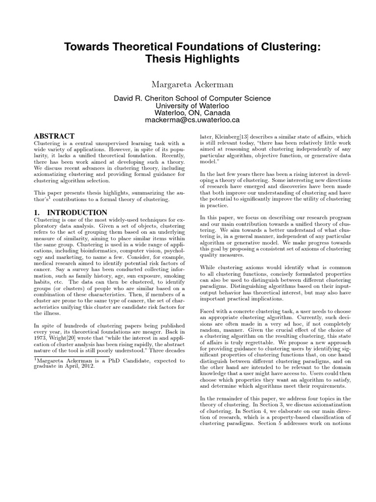 Toward Theoretical Foundations | PDF | Cluster Analysis | Function (Mathematics)