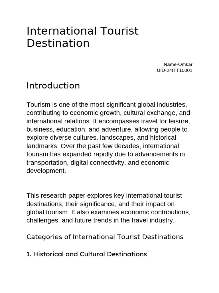 Key International Tourist Destinations | PDF | Tourism | Amazon Rainforest