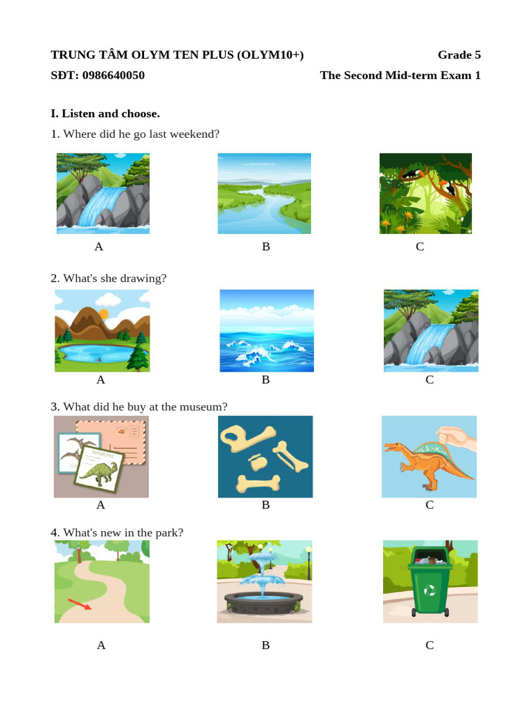 Grade 5 Mid-term Exam Practice | PDF