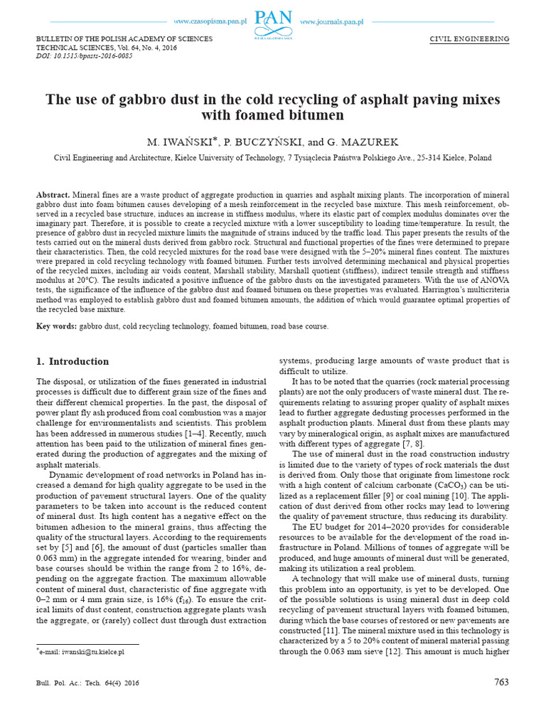 Gabbro Dust in Cold Asphalt Recycling | PDF | Construction Aggregate ...