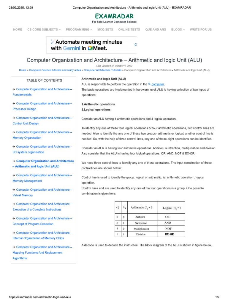 ALU Architecture | PDF