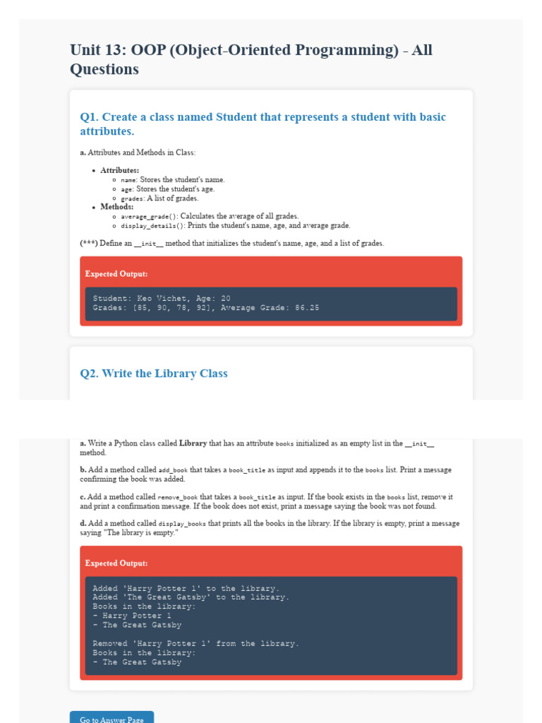Unit 13 OOP - Student & Library | PDF