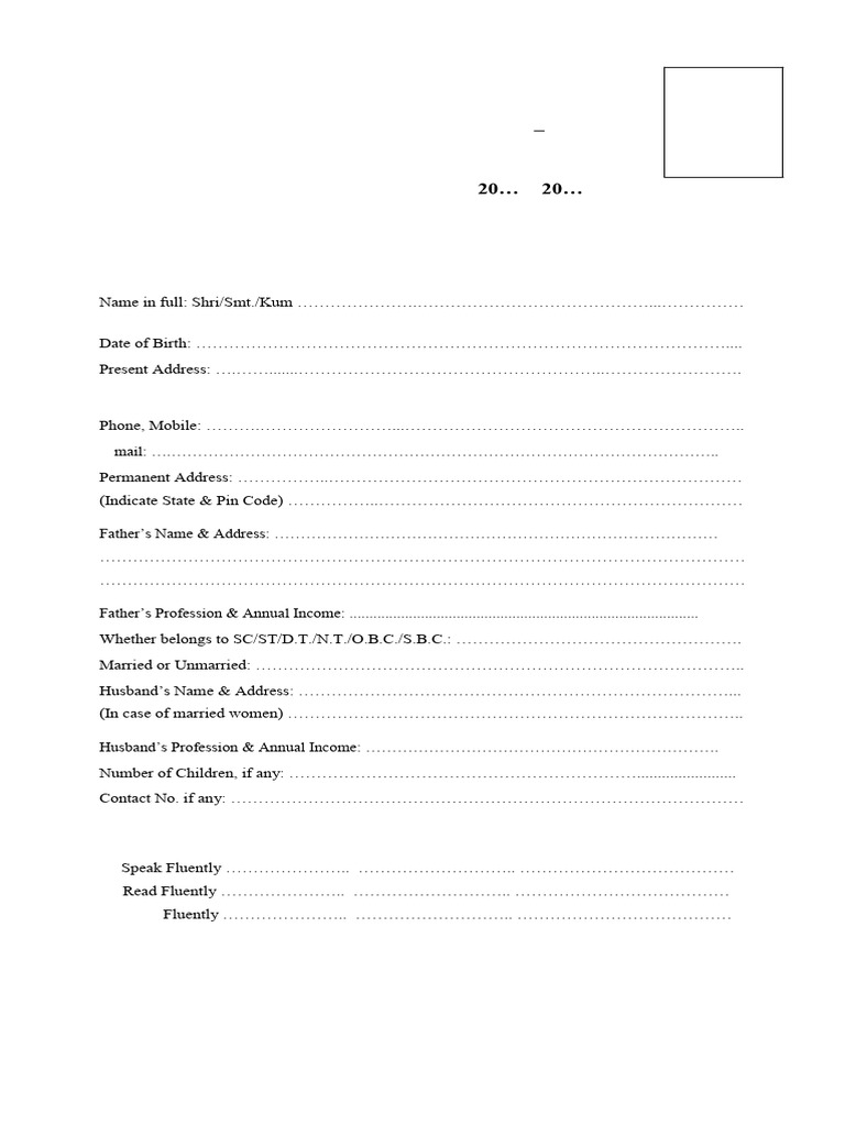 Admission Form For Diploma in Acting Skills | PDF | Educational Stages