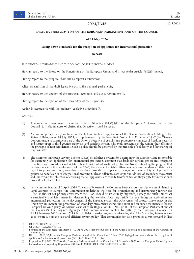 8 - Revised Reception Conditions Directive | PDF | Detention ...