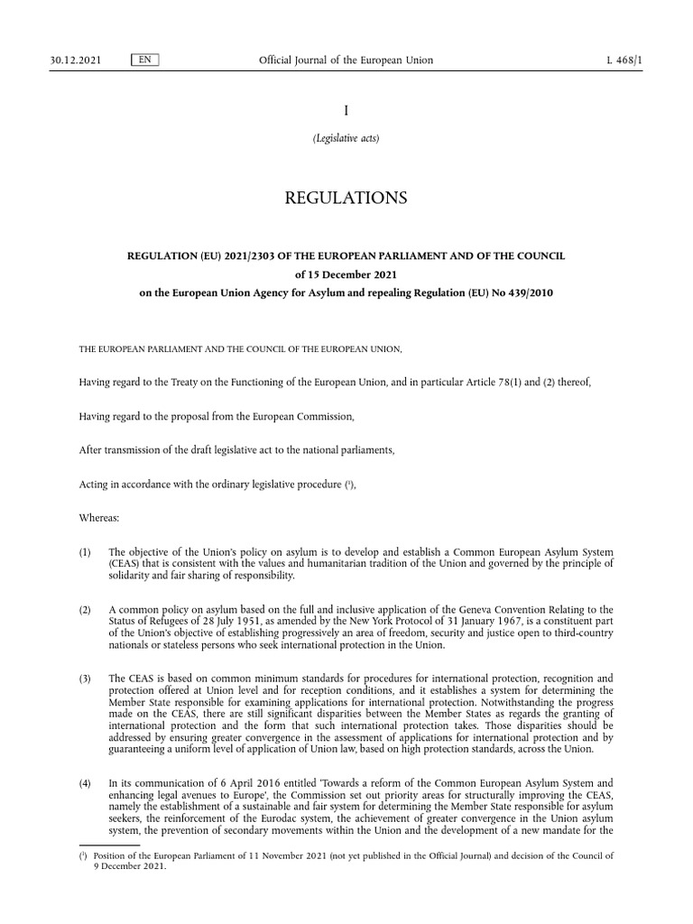 10 - Agency Regulation | PDF | European Union | Justice