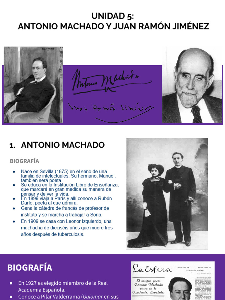 Unidad 5 - Antonio Machado y Juan Ramón Jiménez | PDF | Poesía | Metro ...