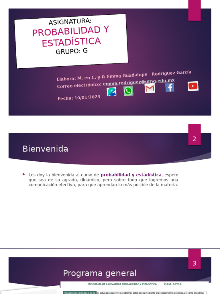 Presentación de Curso Probabilidad | PDF