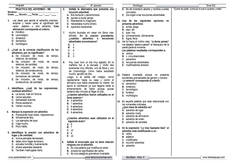 7_Práctica adverbio-M5_Rpta (1) | PDF | Adverbio | Semántica