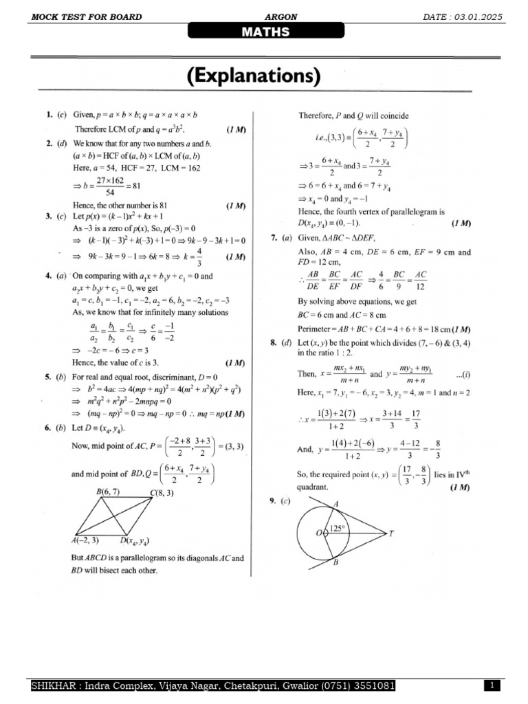 ARGON SAMPLE PAPER 03.01.2025 - (Solution) | PDF