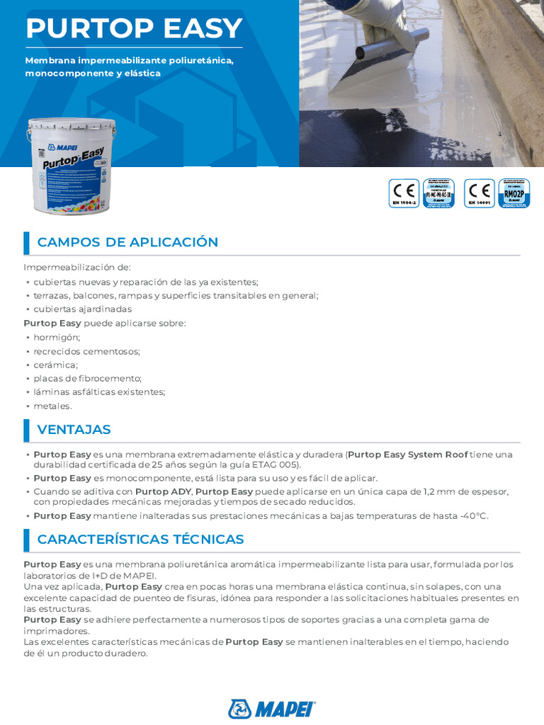 Purtop Easy: Membrana Impermeabilizante | PDF | Hormigón | Materiales