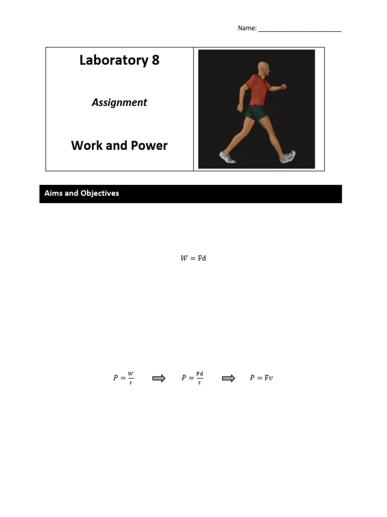 Lab 8 Work and Power Fall 2021 | PDF | Force | Torque