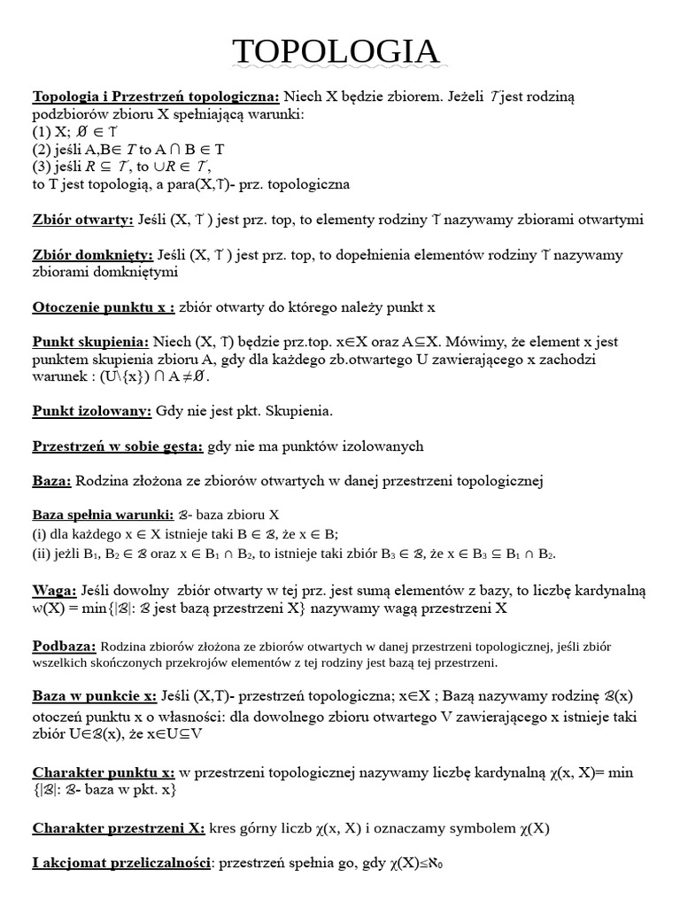Topologia Definicje | PDF