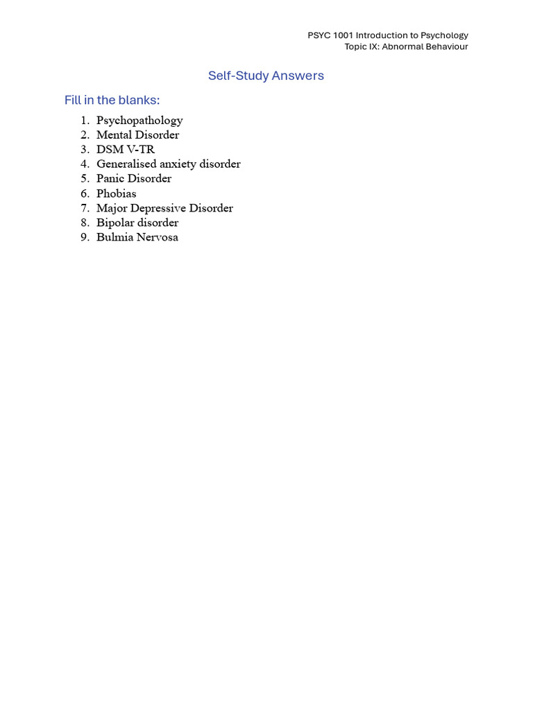 Topic 9_Self Study Answers | PDF