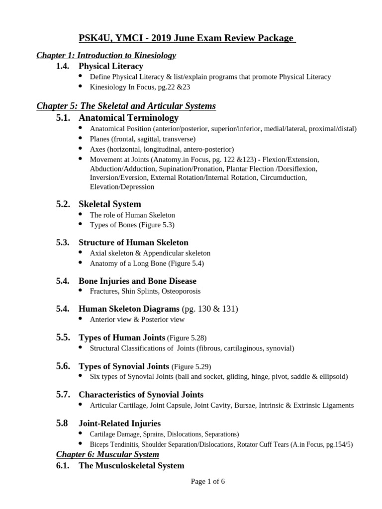 VV PSK4U Exam Review Package | PDF | Anatomical Terms Of Motion ...