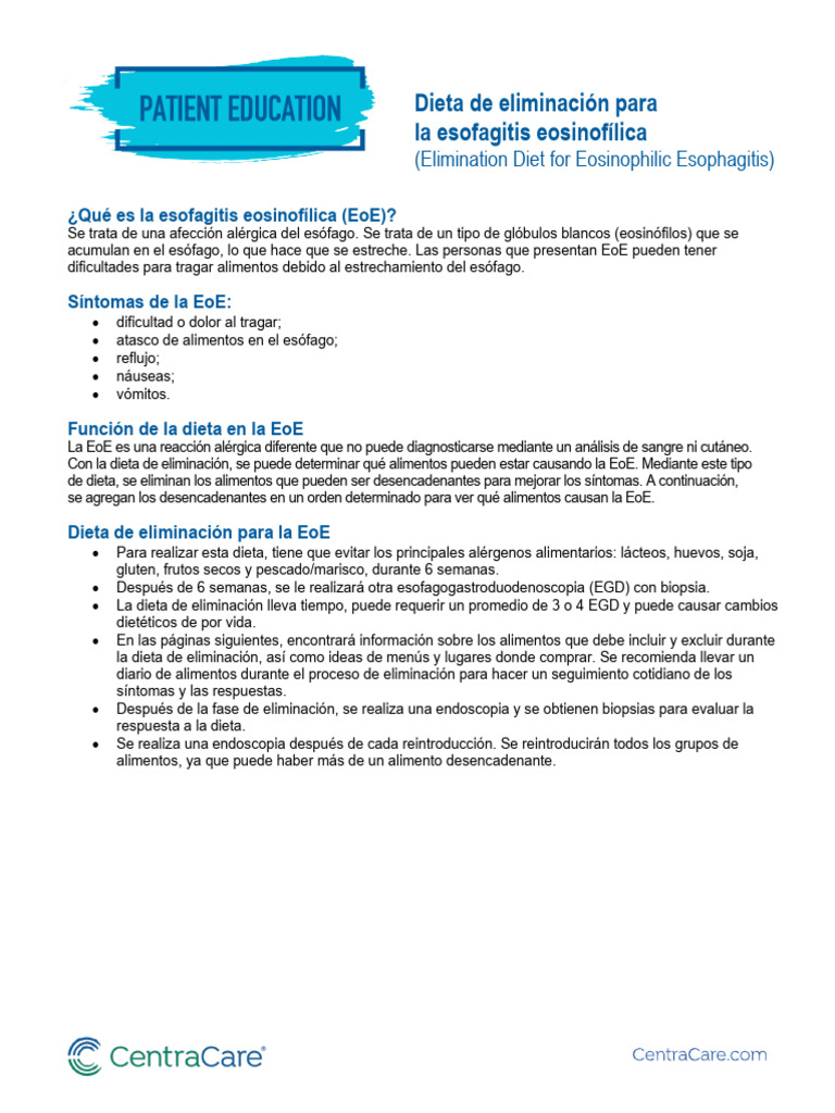 Dieta de Eliminación para EoE | PDF | Leche | Alimentos