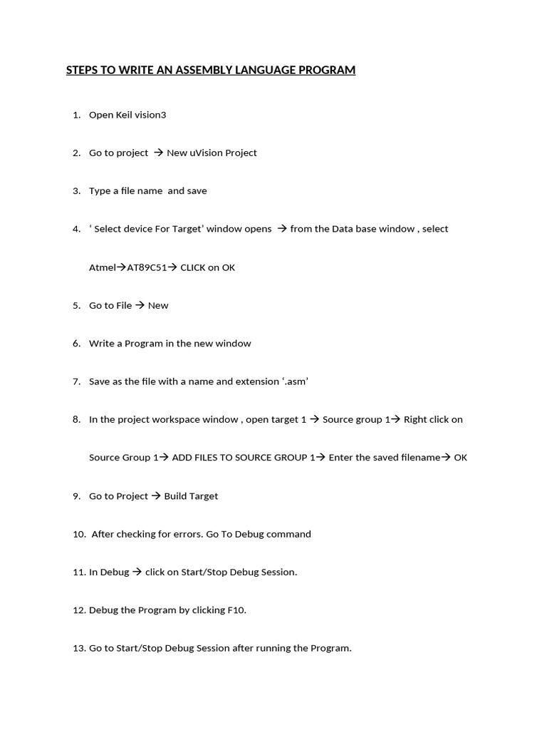 Keil - Procedure - For PROGRAM Micro | PDF