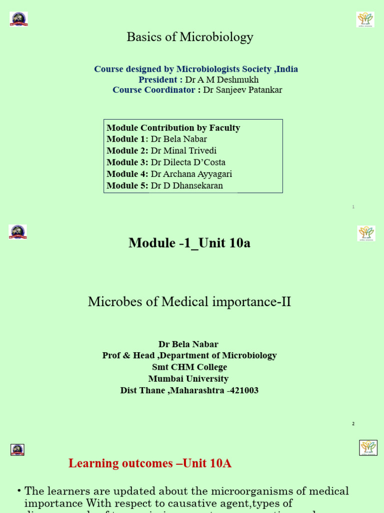 Unit 10B -Microorganisms of Medical Importance -II [Autosaved] | PDF | Candidiasis | Tuberculosis