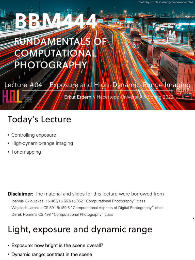 Lec4 Exposure HDR Imaging | PDF | Aperture | Exposure (Photography)