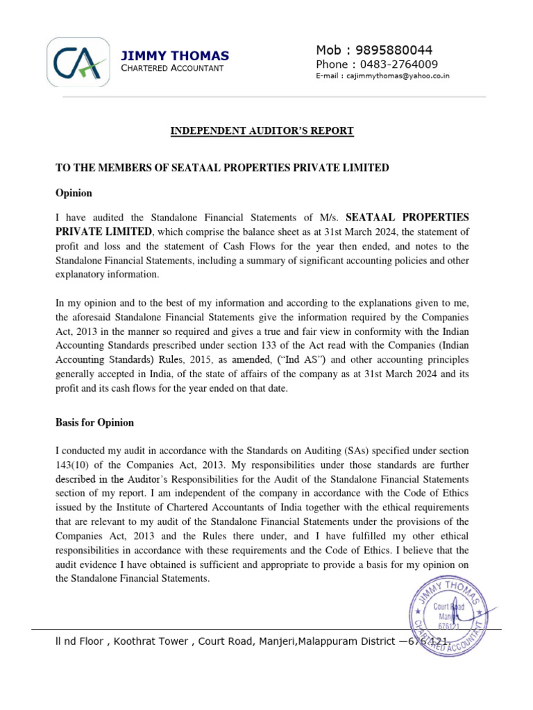 Independent Auditor's Report 2024 | PDF | Audit | Equity (Finance)