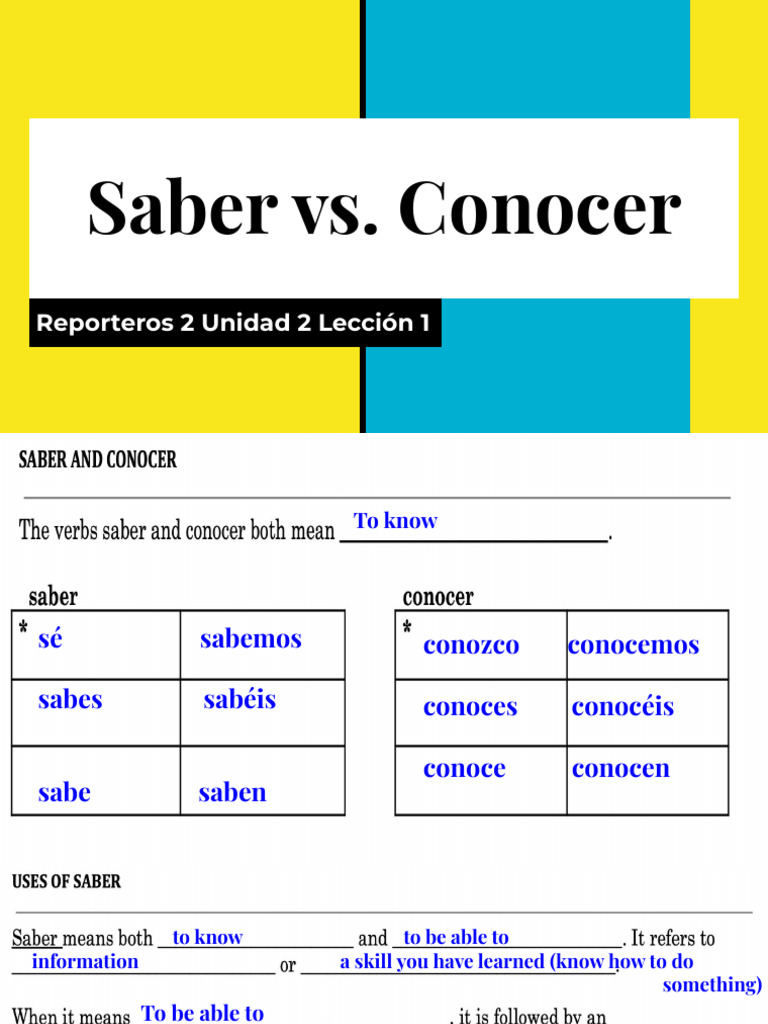 2U2.1-Saber_vs._Conocer_Notes | PDF