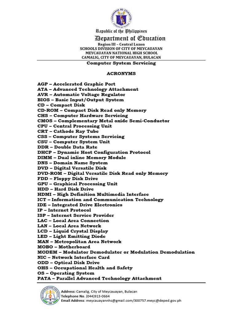 CSS Acronyms SY 2023 2024 | PDF | Computer Network | Bios