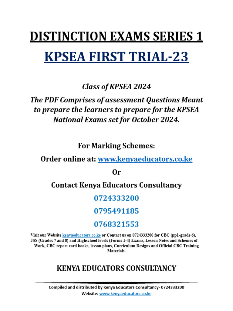 KPSEA 2024 Grade 6 Exam Preparation | PDF