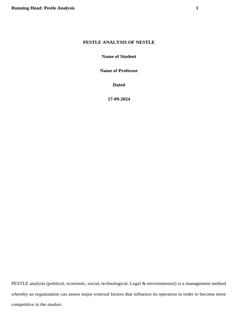 PESTLE ANALYSIS | PDF | Nestlé | Water