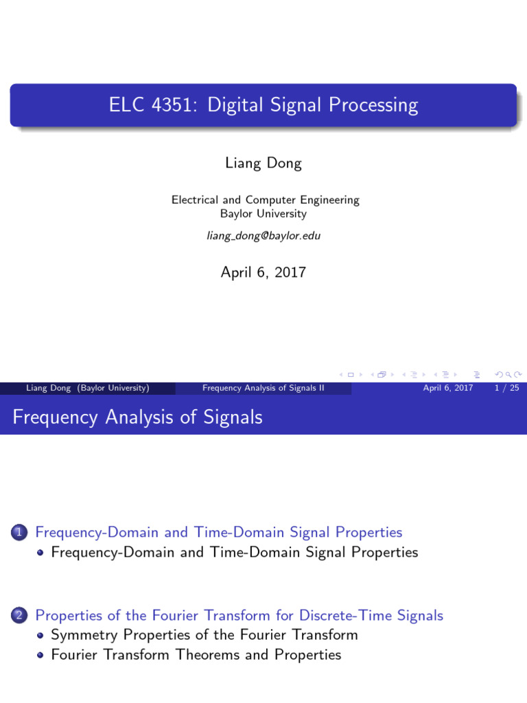 Frequency Analysis Signals I I | PDF | Spectral Density | Fourier Transform