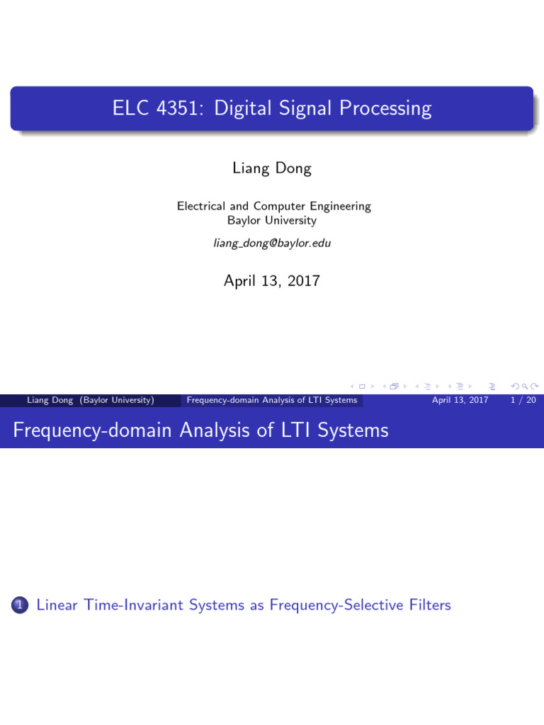 Frequency Domain AnalysisII | PDF | Filter (Signal Processing) | Telecommunications