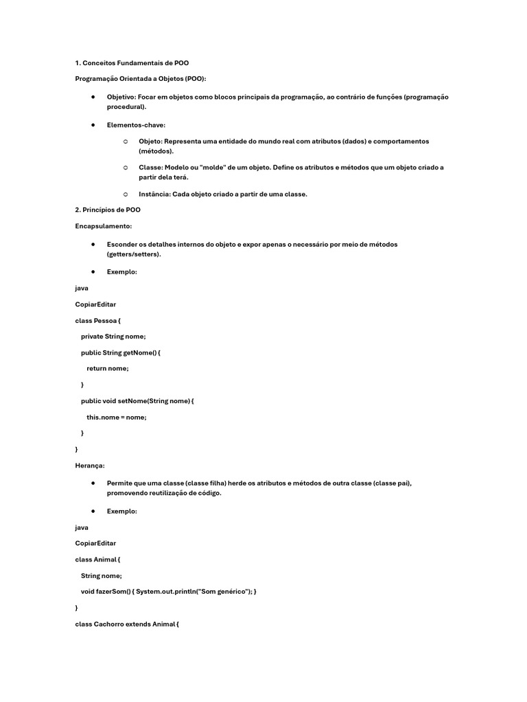 Introdução À Programação Orientada A Objetos (POO) em Java | PDF ...