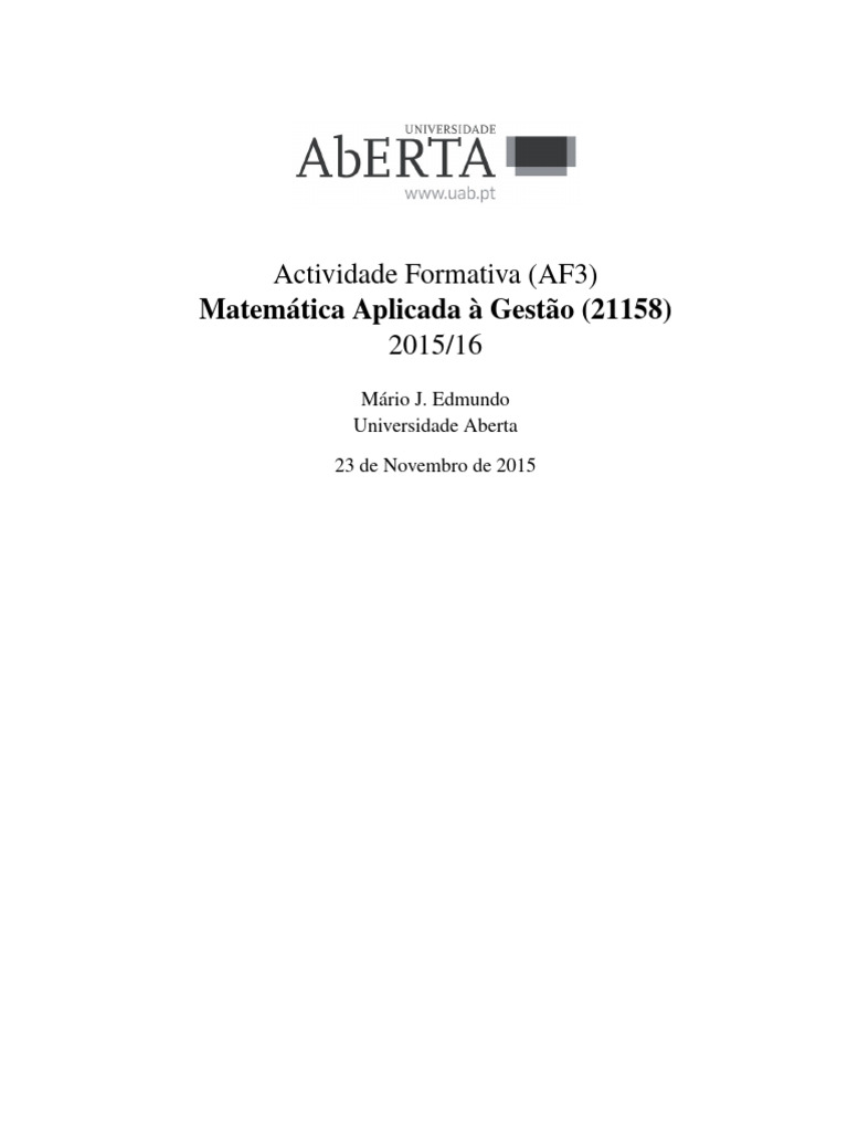 Enunciado Atividade Formativa 3 | PDF | Derivado | Analise matemática