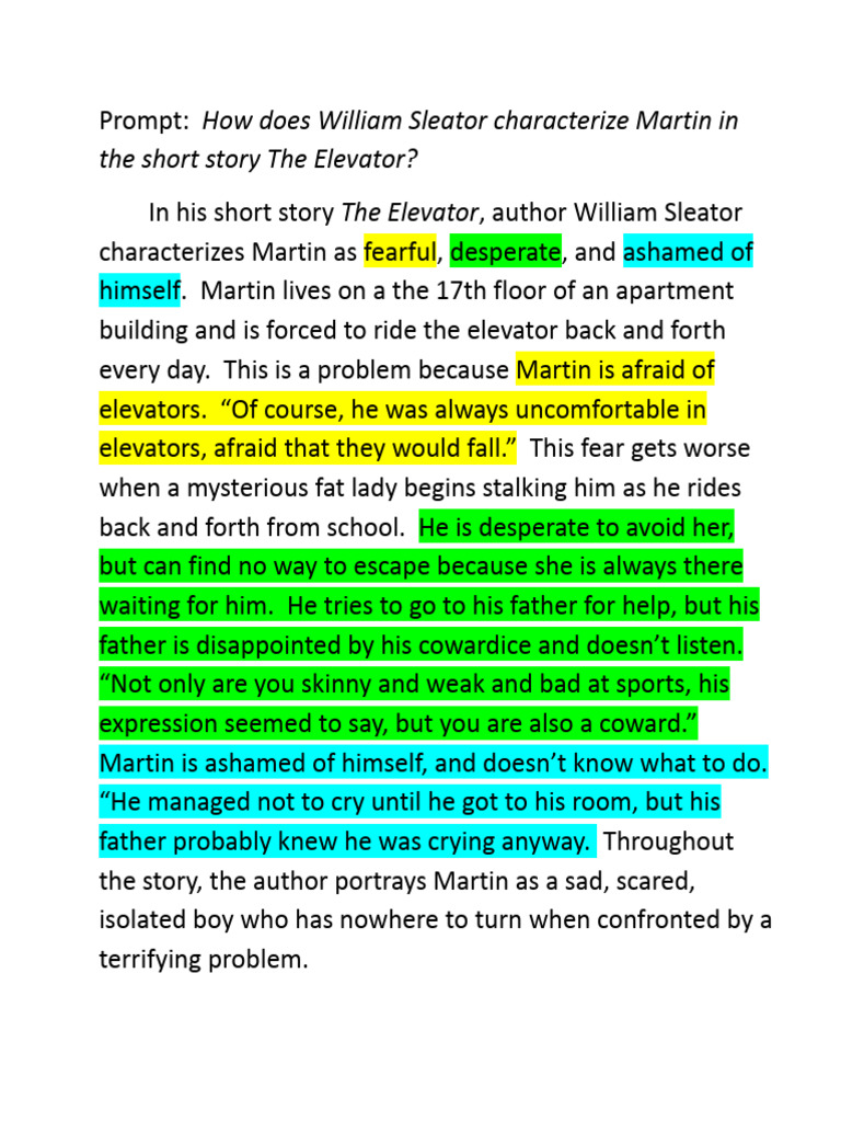 Characterization Martin From The Elevator | PDF